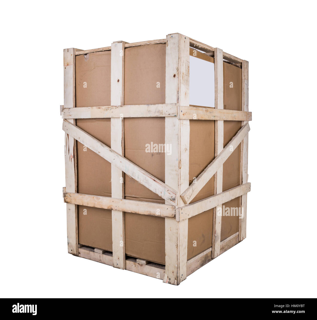Cardboard boxes with wooden reinforcement Stock Photo - Alamy