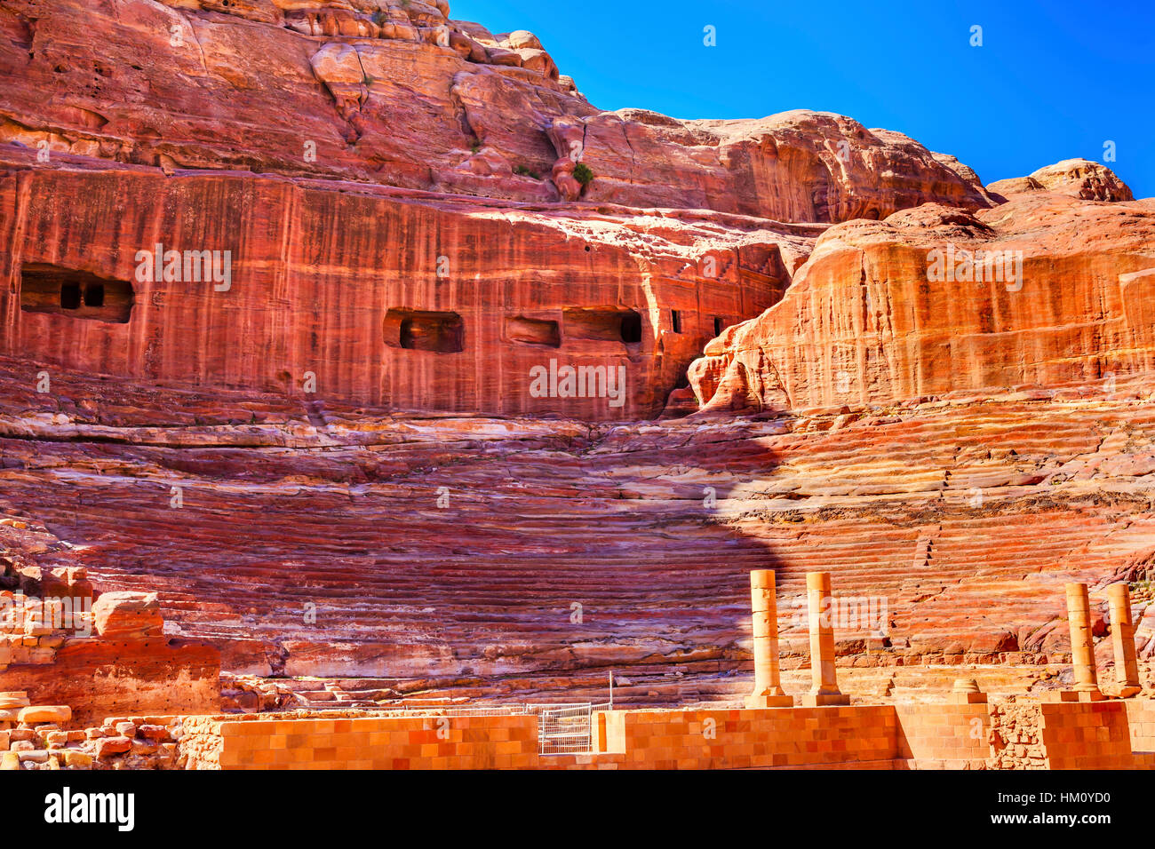 Red Carved Amphitheater Theater Siq Petra Jordan. Theater built in ...
