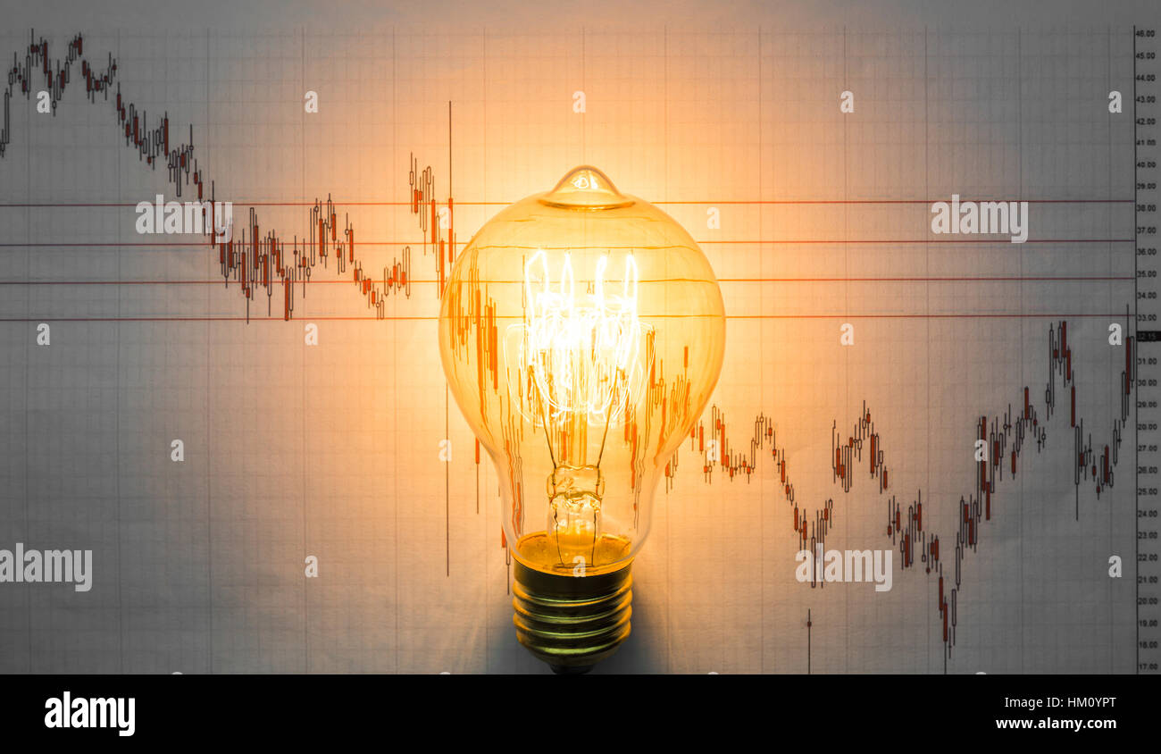 Light bulb with business graph Stock Photo - Alamy