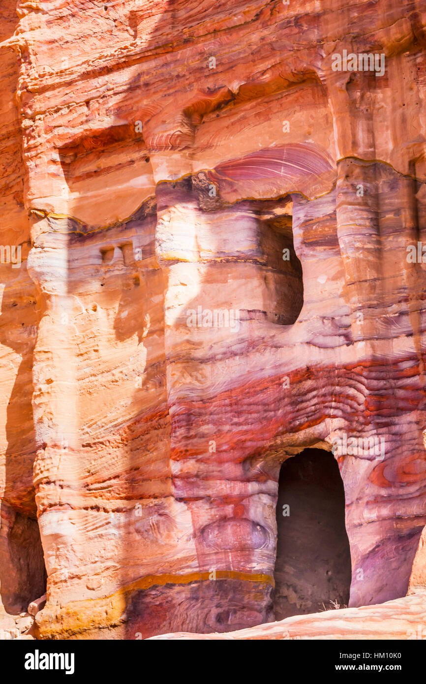 Multi Colored Red Rock Tomb Petra Jordan. Built by the Nabataens in 200 ...