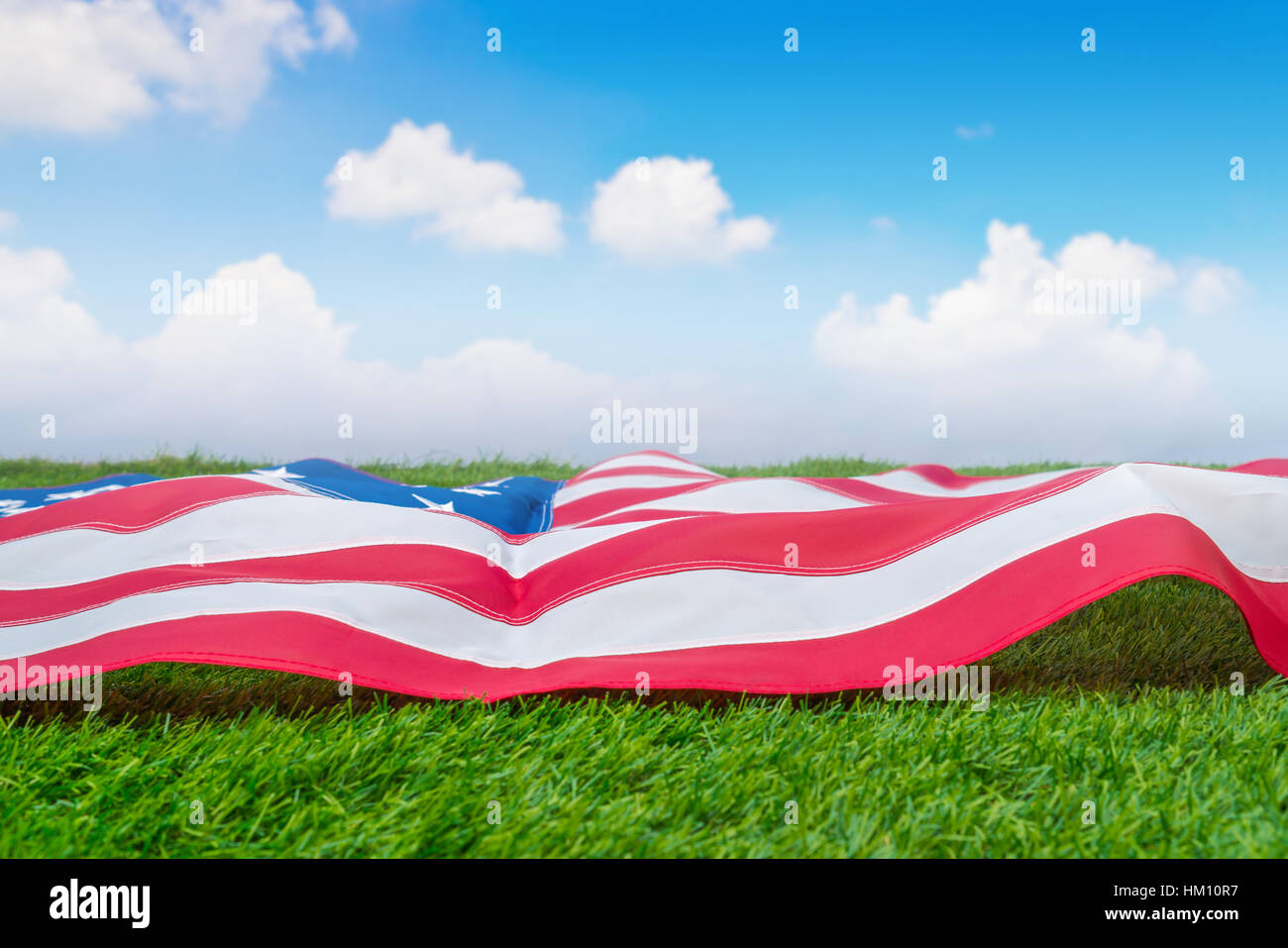 American flag on green grass Stock Photo - Alamy