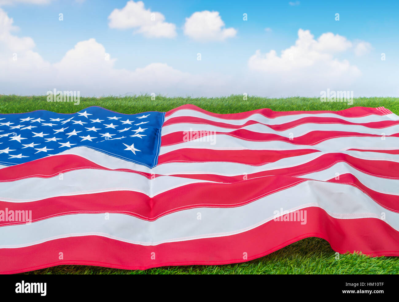American flag on green grass Stock Photo - Alamy