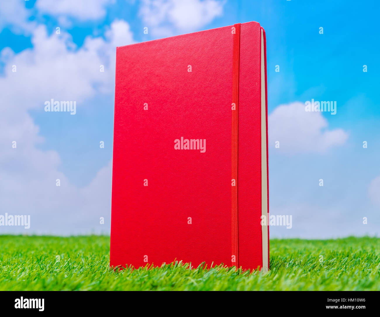 Notebook on spring green grass Stock Photo - Alamy