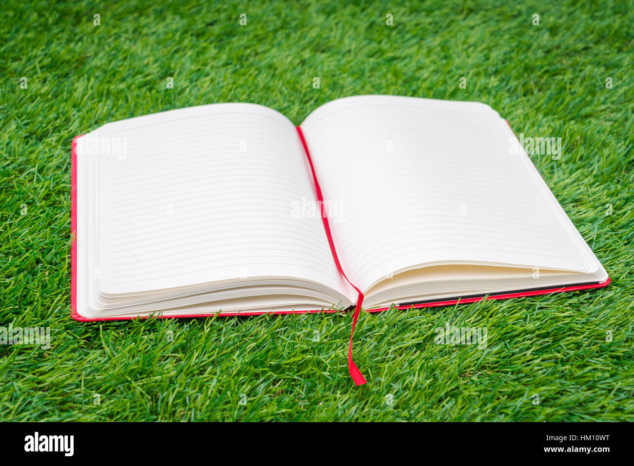 Notebook on spring green grass Stock Photo - Alamy