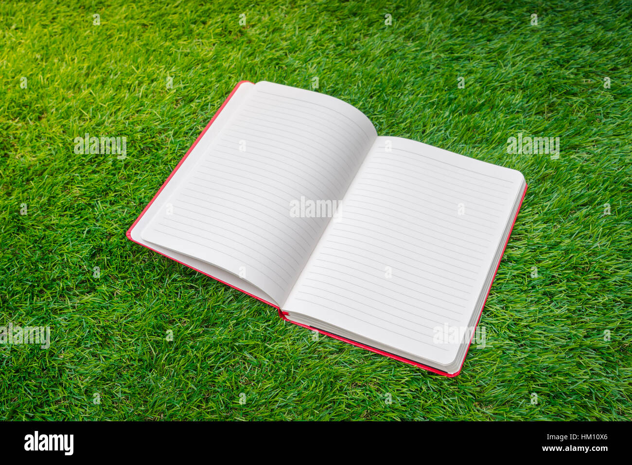 Notebook on spring green grass Stock Photo - Alamy