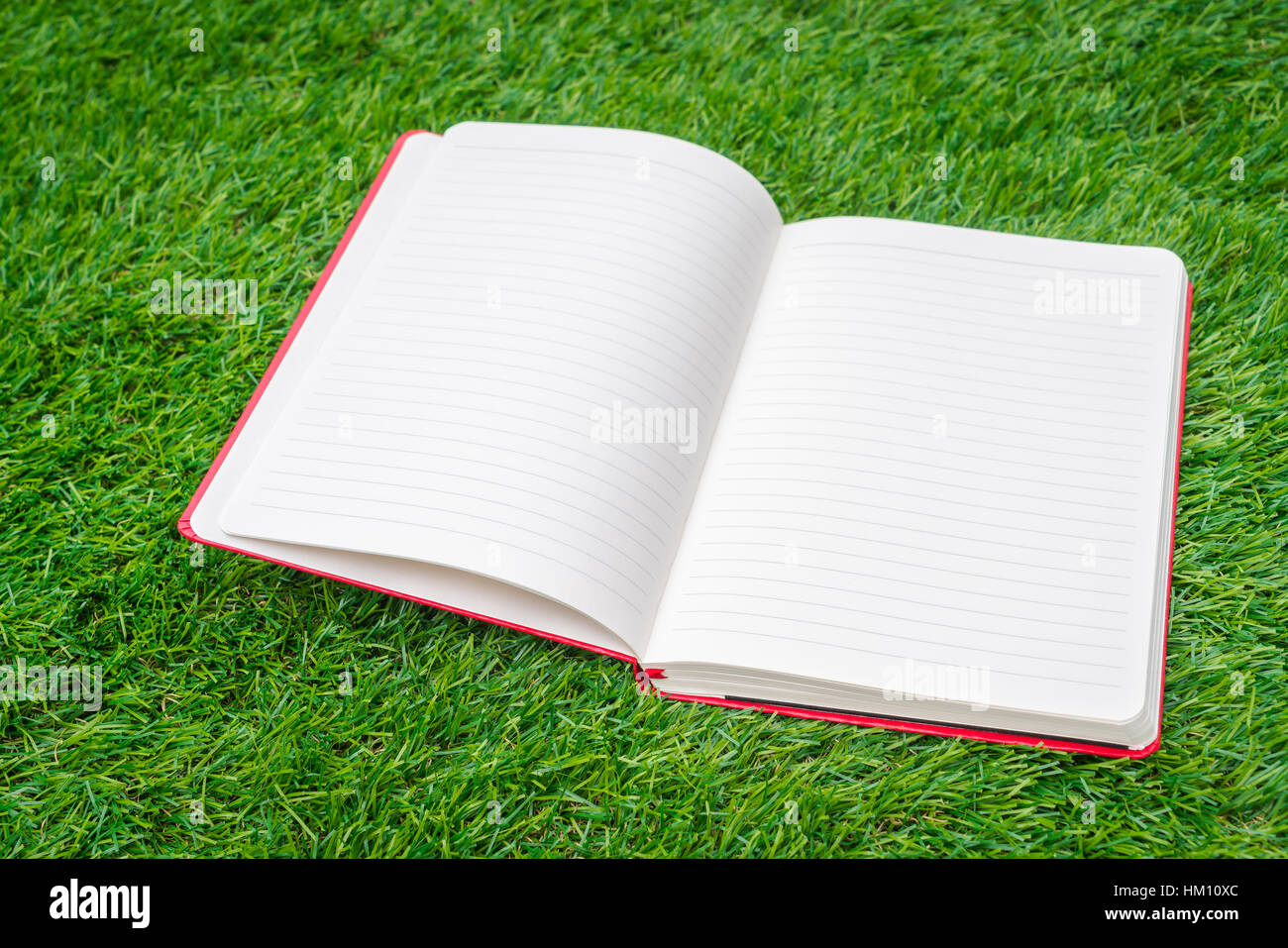 Notebook on spring green grass Stock Photo - Alamy