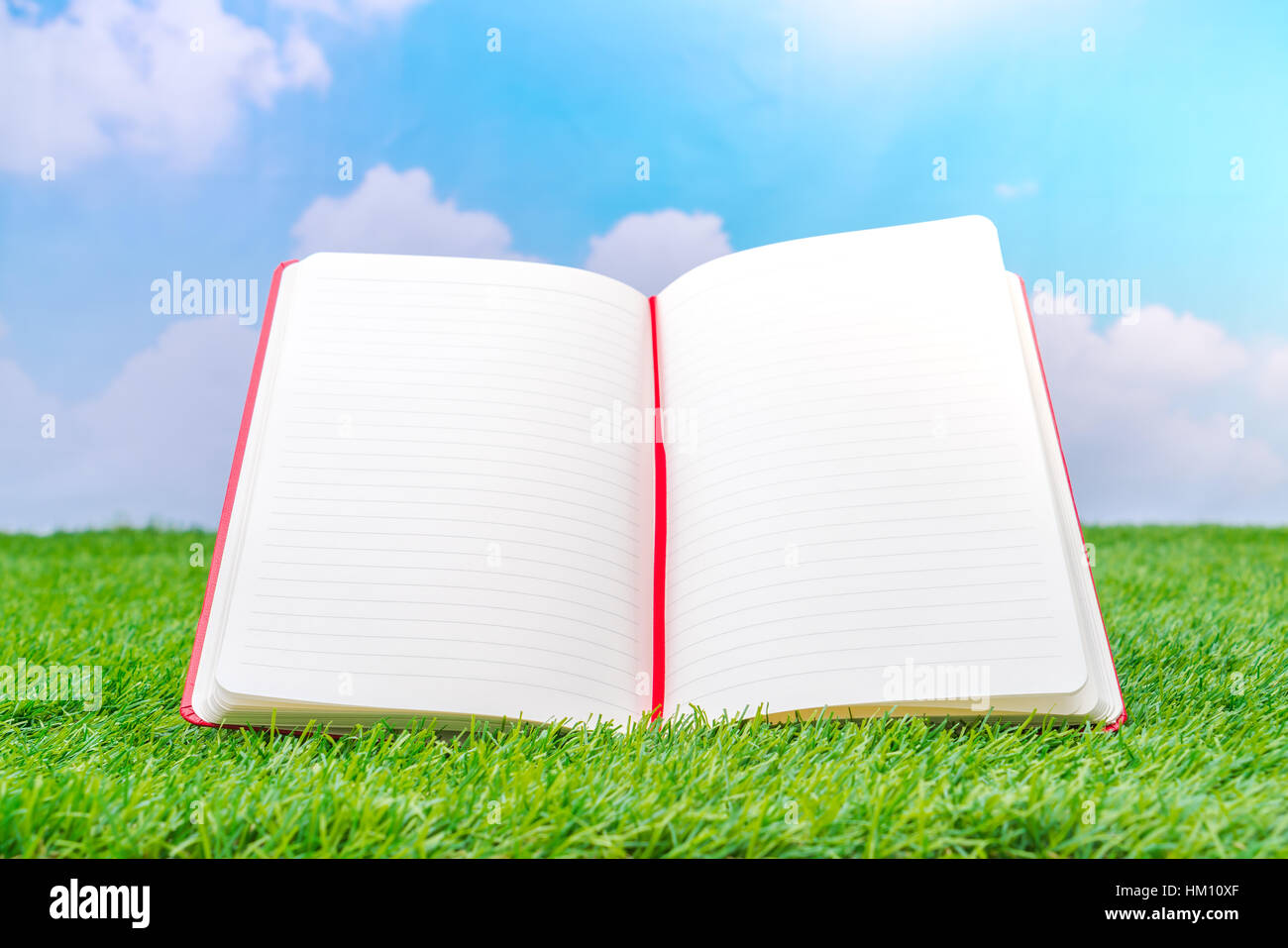 Notebook on spring green grass Stock Photo - Alamy