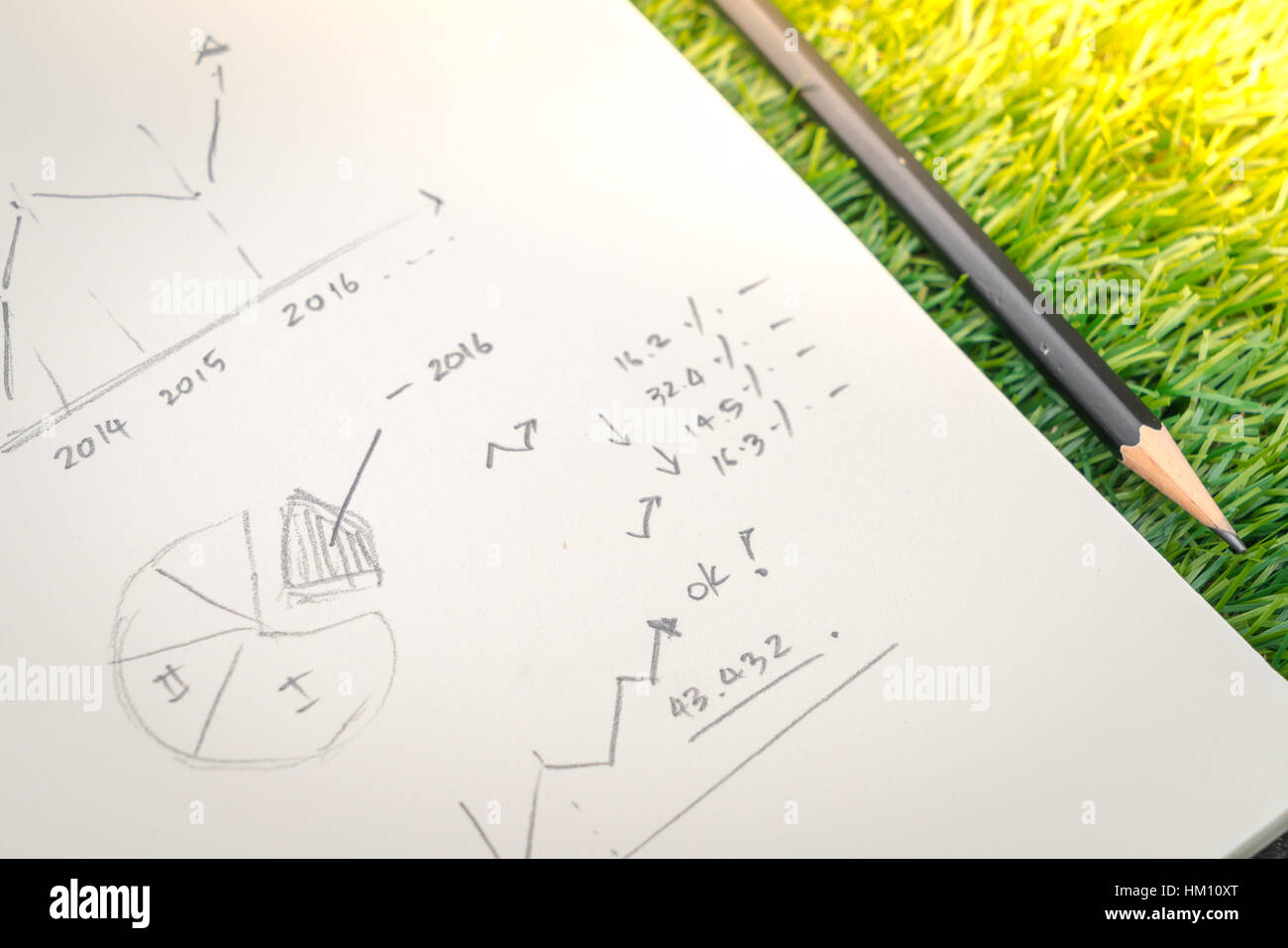 Opened book with business concept and graph Stock Photo - Alamy