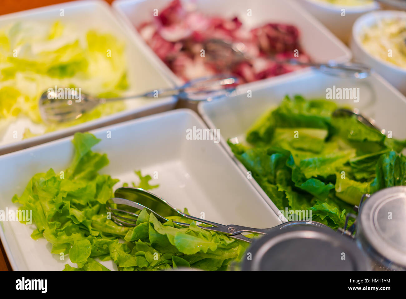 Salads on buffet table at restaurant Stock Photo - Alamy
