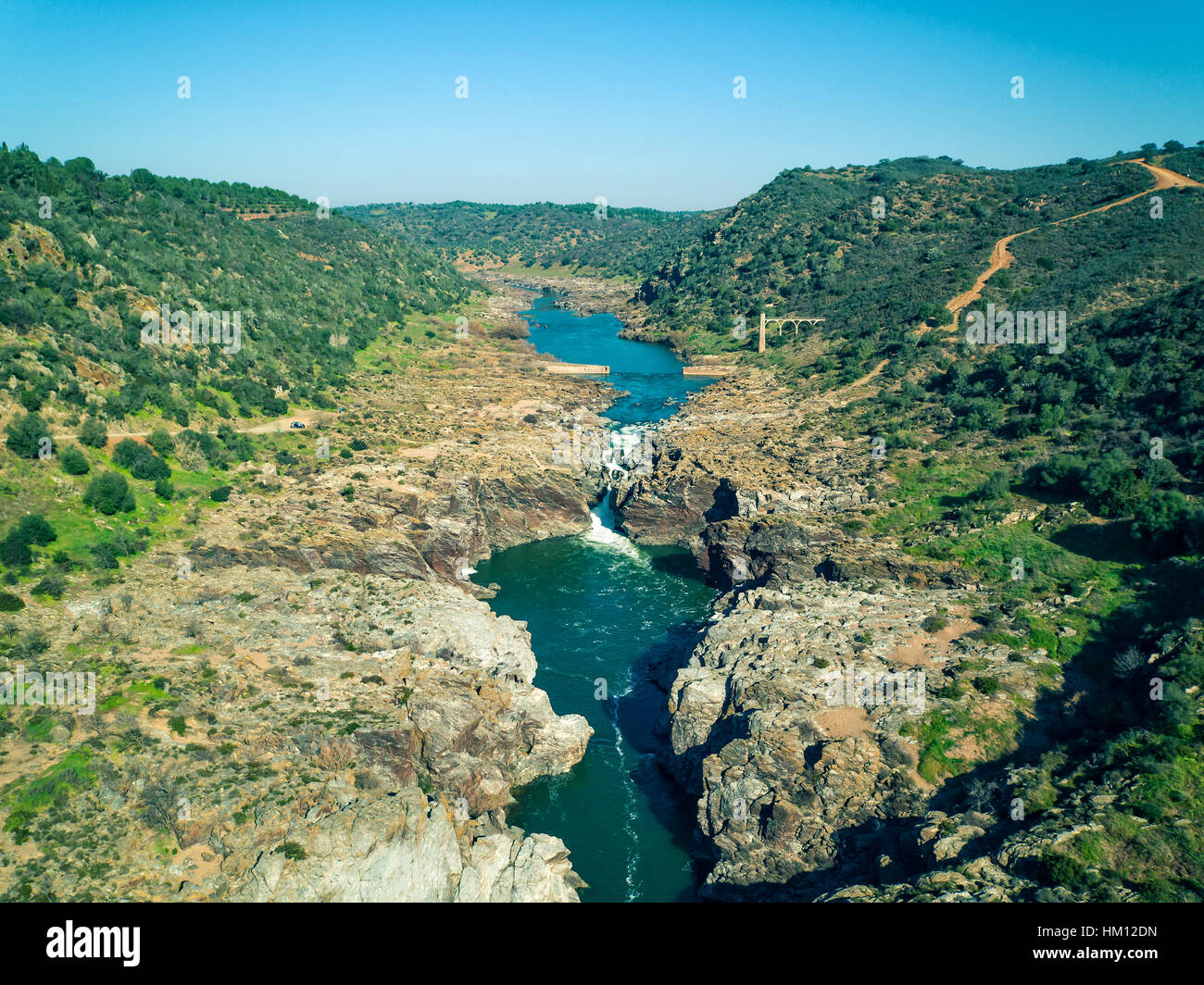 Aerial View of the Pulo do Lobo Waterfall Near Mertola, Portugal Stock ...