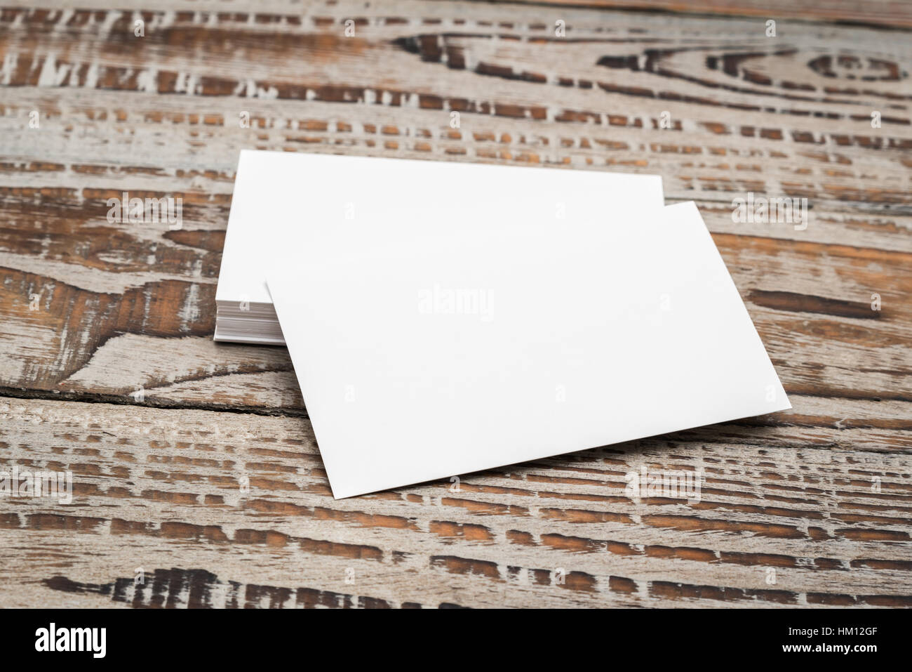Business cards on wood table Stock Photo - Alamy