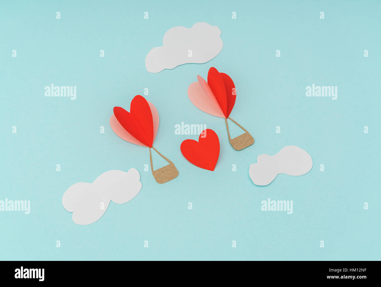 Paper cut of Heart Hot air balloons for Valentine's Day celebration ...