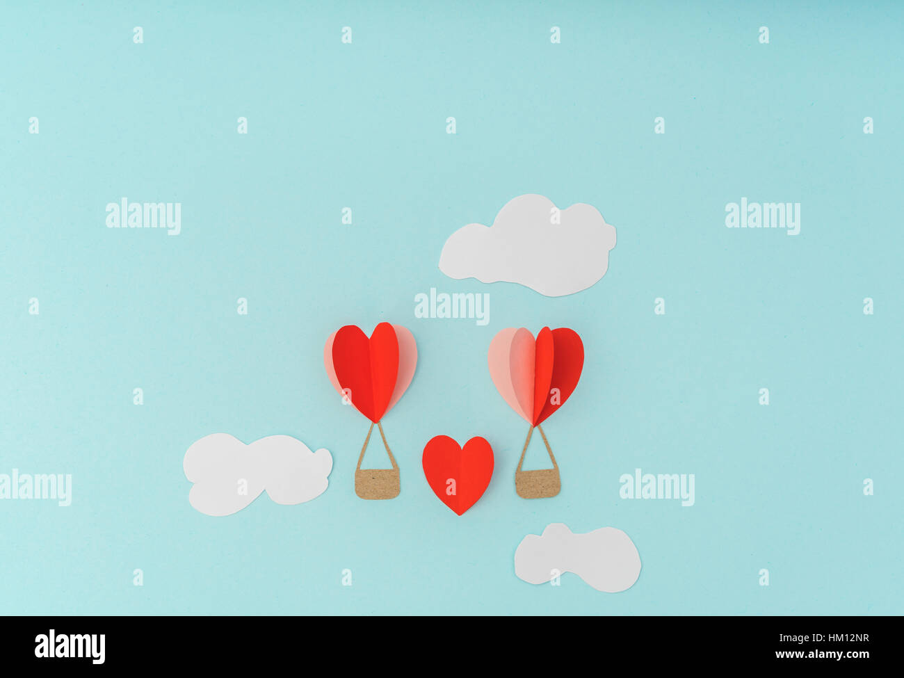 Paper cut of Heart Hot air balloons for Valentine's Day celebration ...