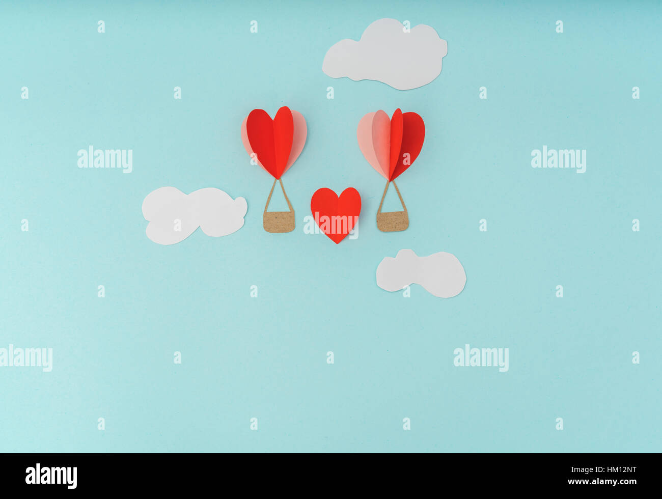 Paper cut of Heart Hot air balloons for Valentine's Day celebration ...