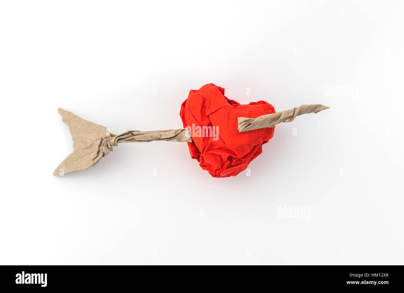 Paper crumpled heart on white background Stock Photo - Alamy