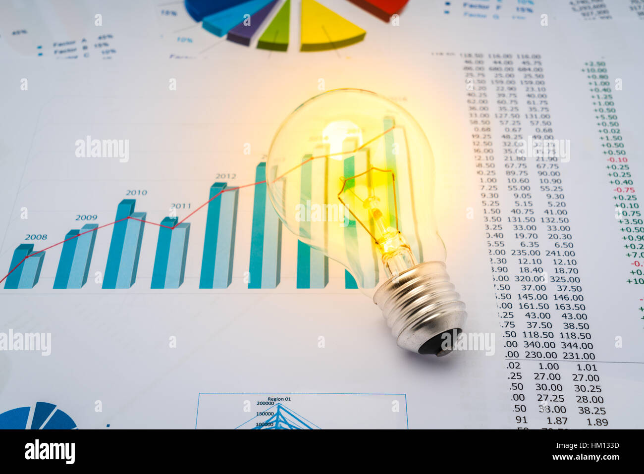 Light bulb with business graph Stock Photo - Alamy