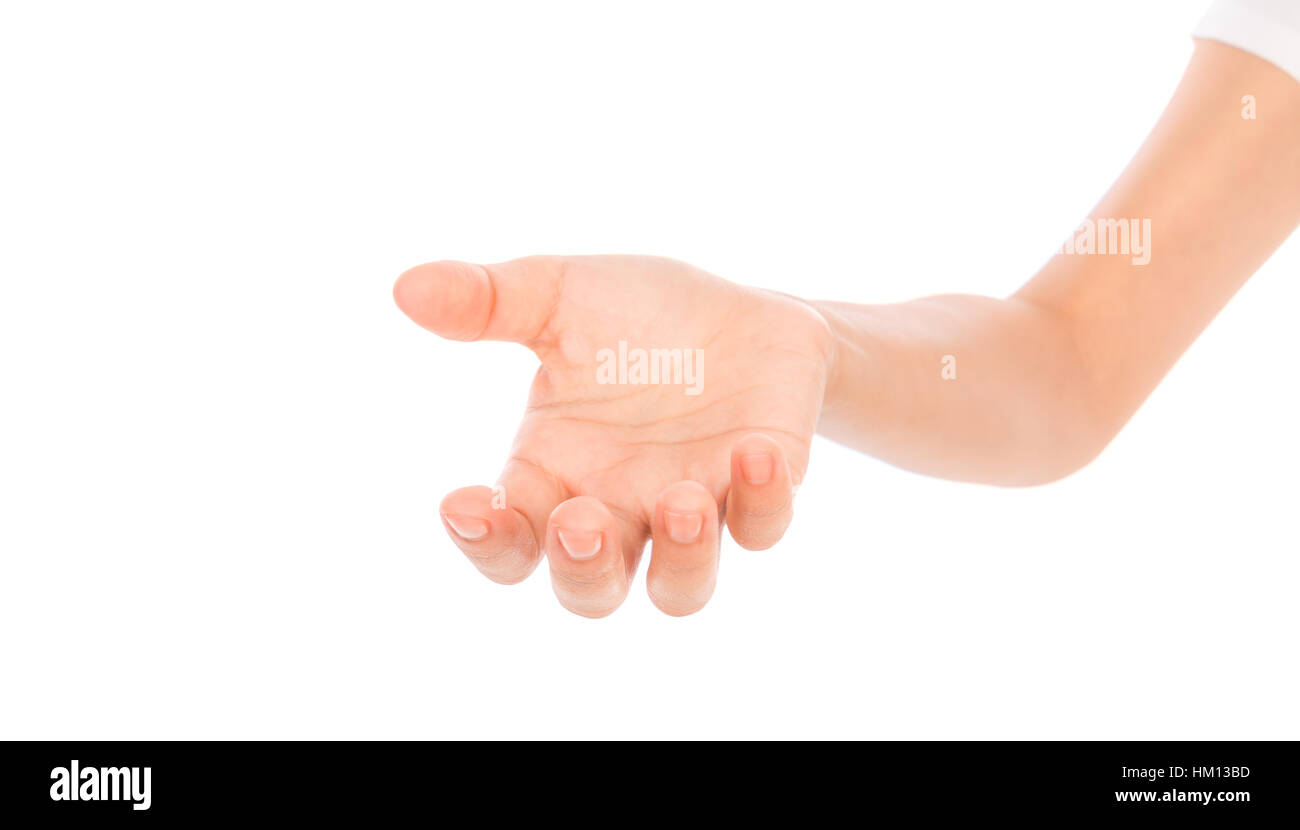 Beautiful woman hand holding isolated on white background Stock Photo ...