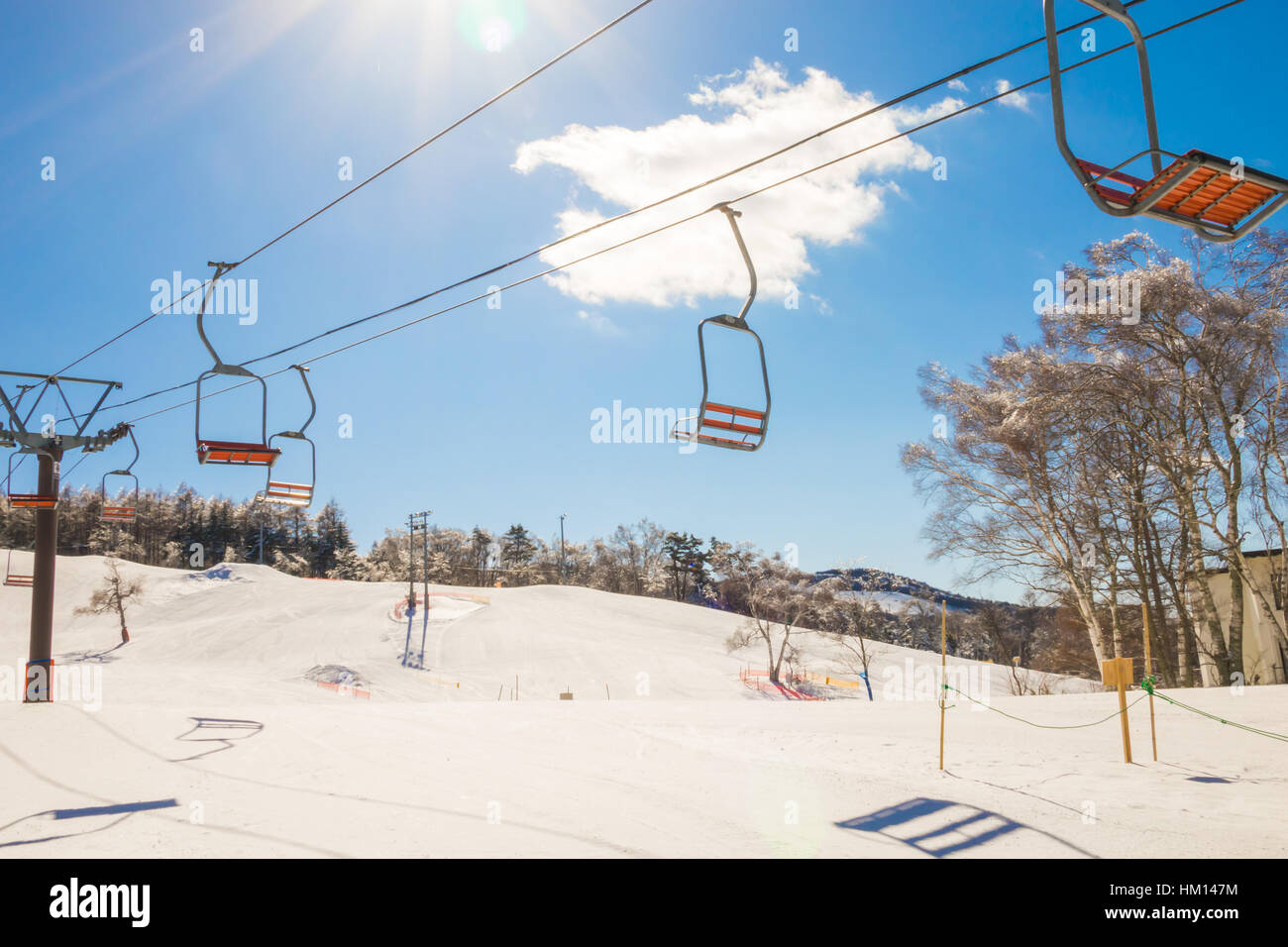 Sunset and Ski lift going over the mountain ( Filtered image processed ...