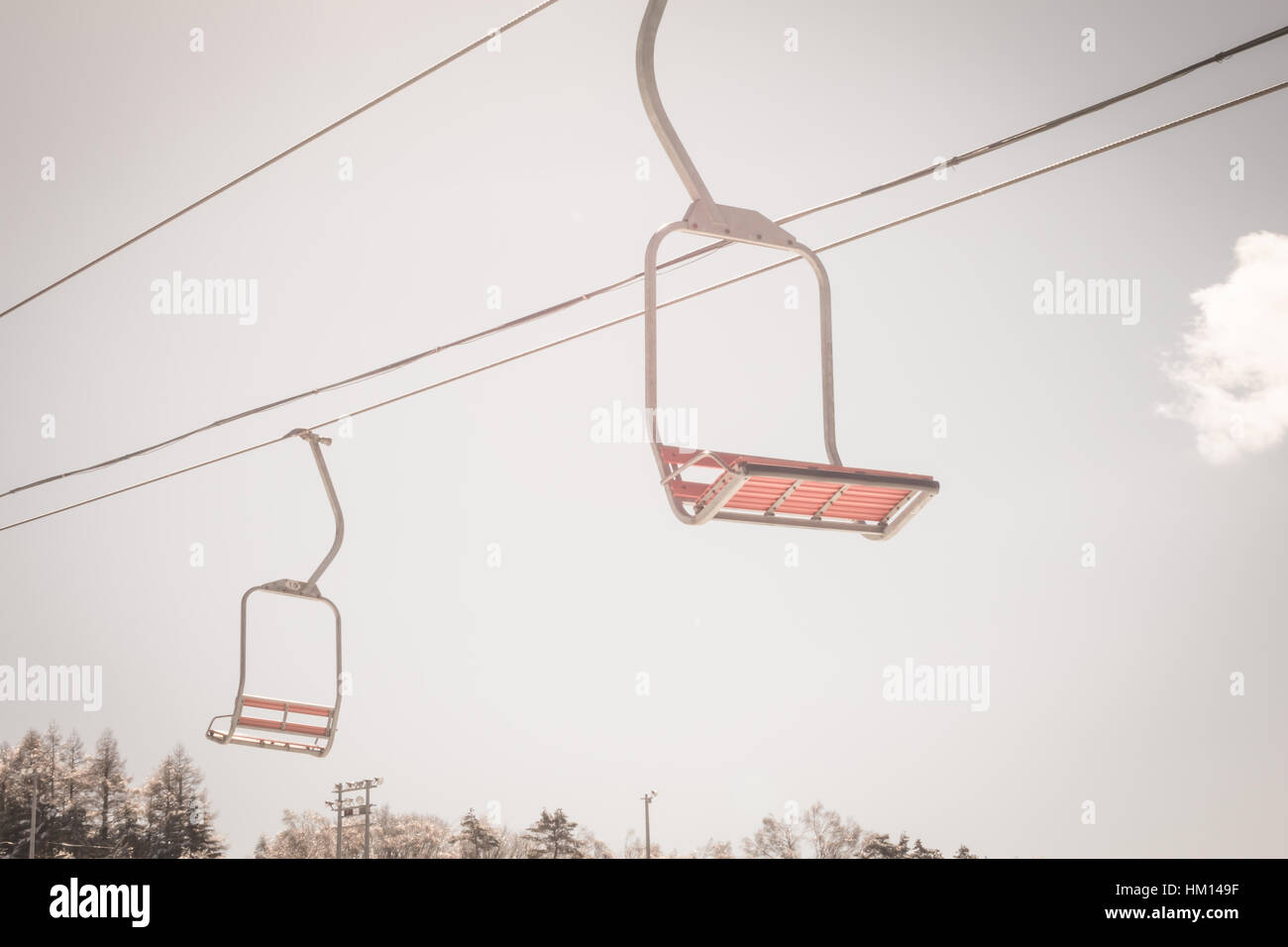 Sunset and Ski lift going over the mountain ( Filtered image processed ...