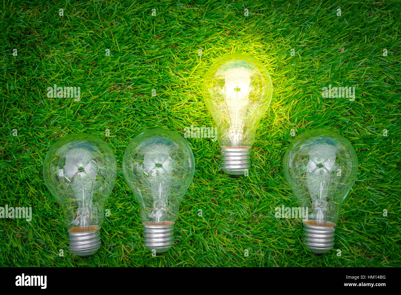 Eco concept - light bulb grow in the grass Stock Photo - Alamy