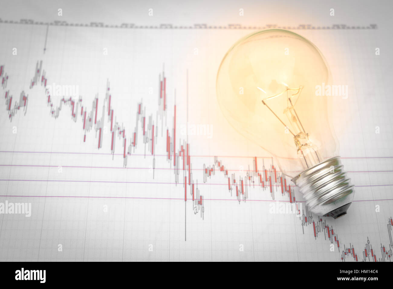 Light bulb with drawing graph Stock Photo - Alamy