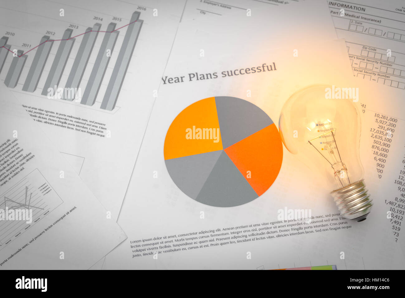 Light bulb with drawing graph Stock Photo - Alamy