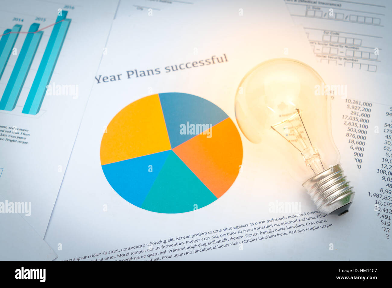 Light bulb with drawing graph Stock Photo - Alamy