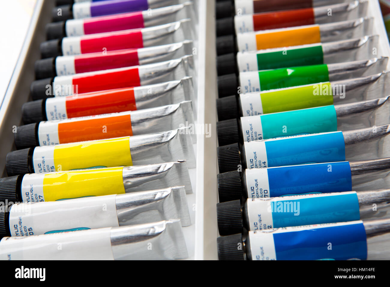 Colorful acrylic paints in tubes Stock Photo - Alamy