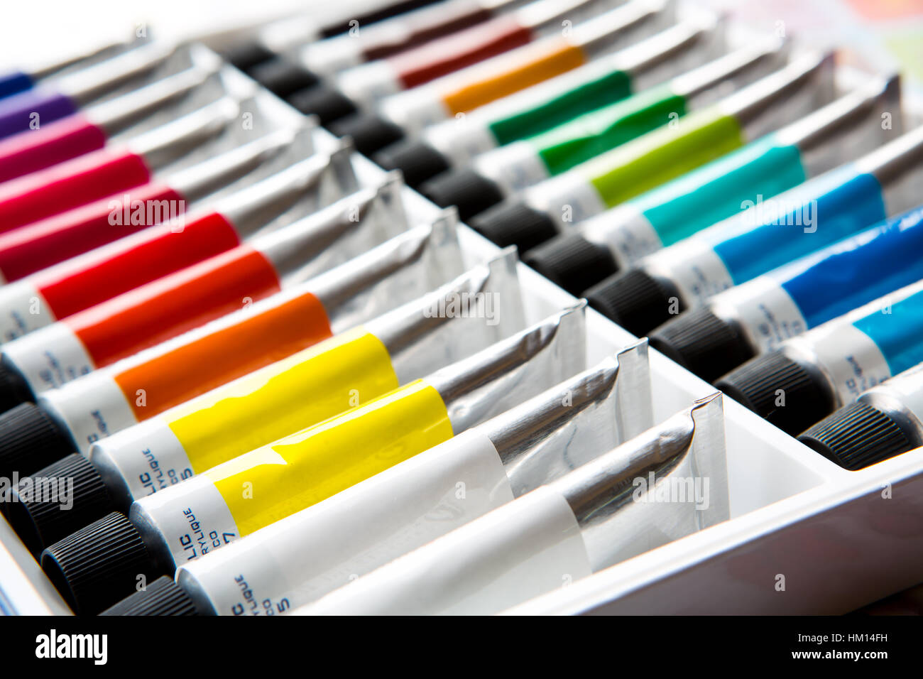 Colorful acrylic paints in tubes Stock Photo - Alamy