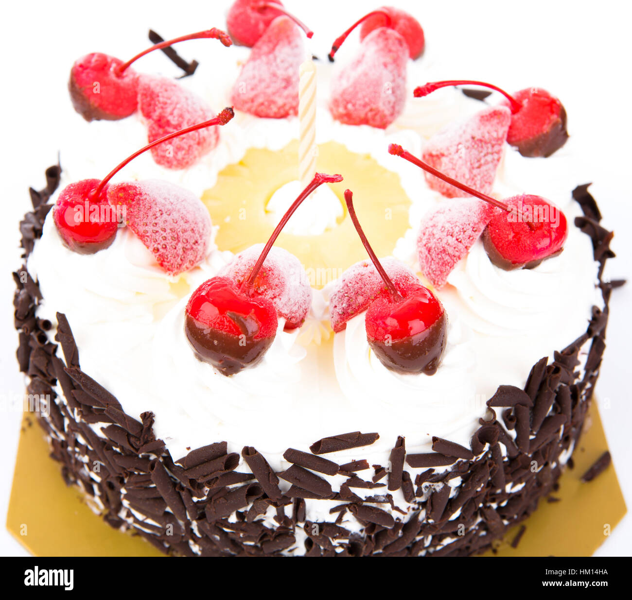 Chocolate cake with red cherries Stock Photo - Alamy