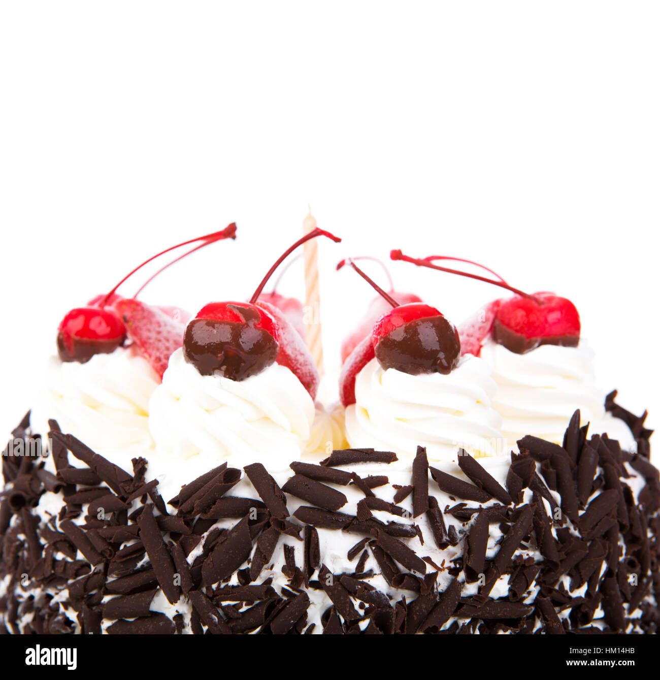 Chocolate cake with red cherries Stock Photo - Alamy