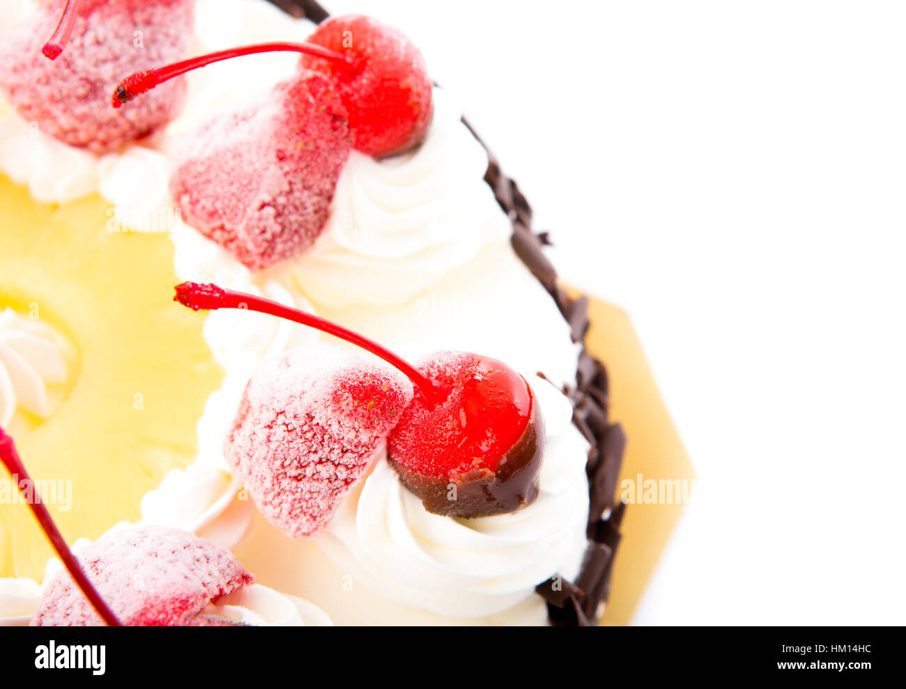 Chocolate cake with red cherries Stock Photo - Alamy