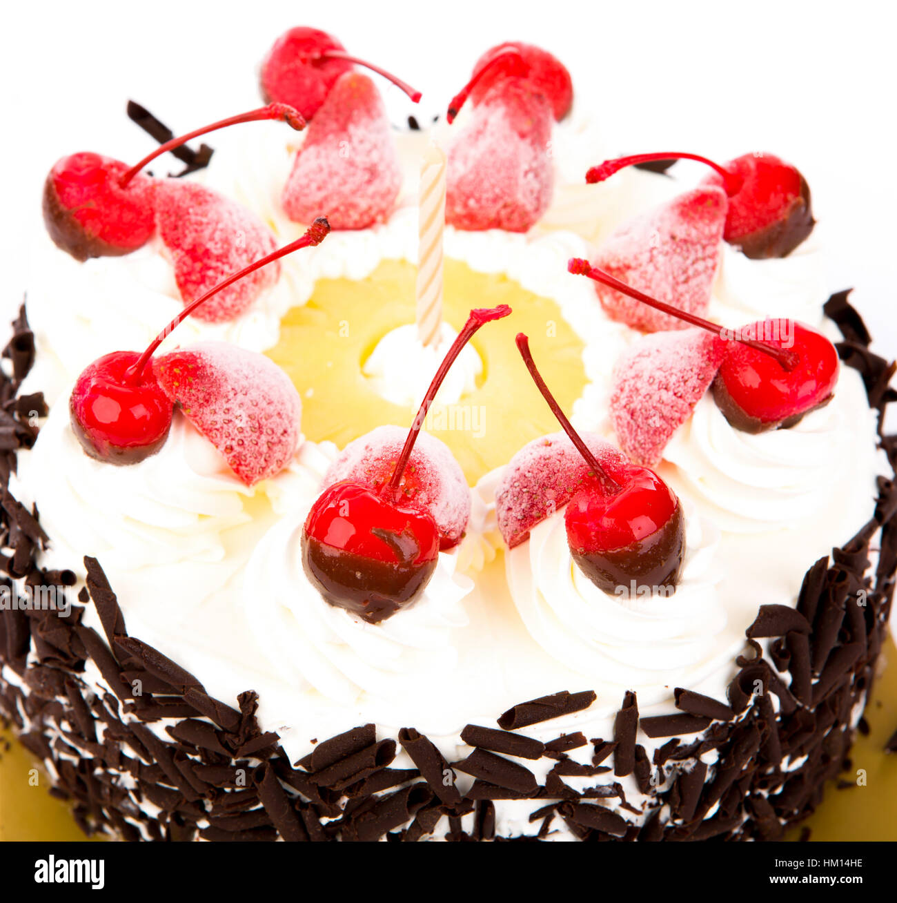 Chocolate cake with red cherries Stock Photo - Alamy