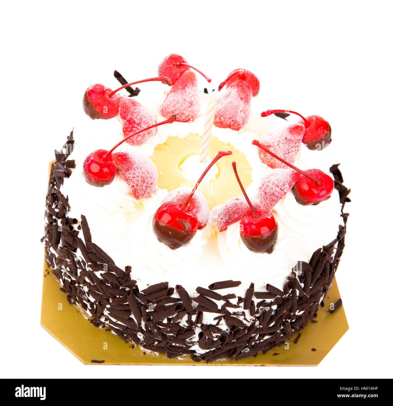 Chocolate cake with red cherries Stock Photo - Alamy