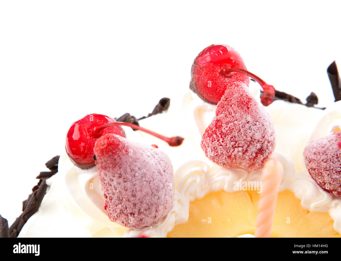 Chocolate cake with red cherries Stock Photo - Alamy