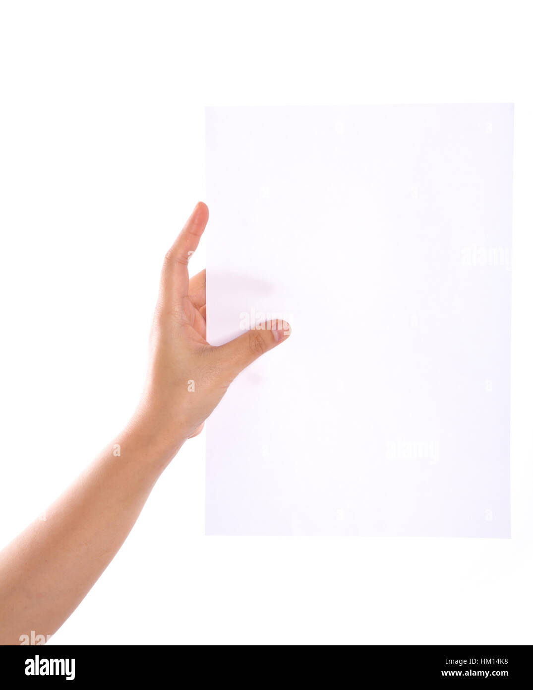 Hand and paper isolated on white background Stock Photo - Alamy