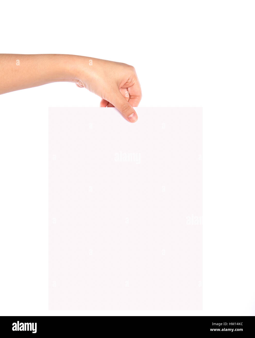 Hand and paper isolated on white background Stock Photo - Alamy