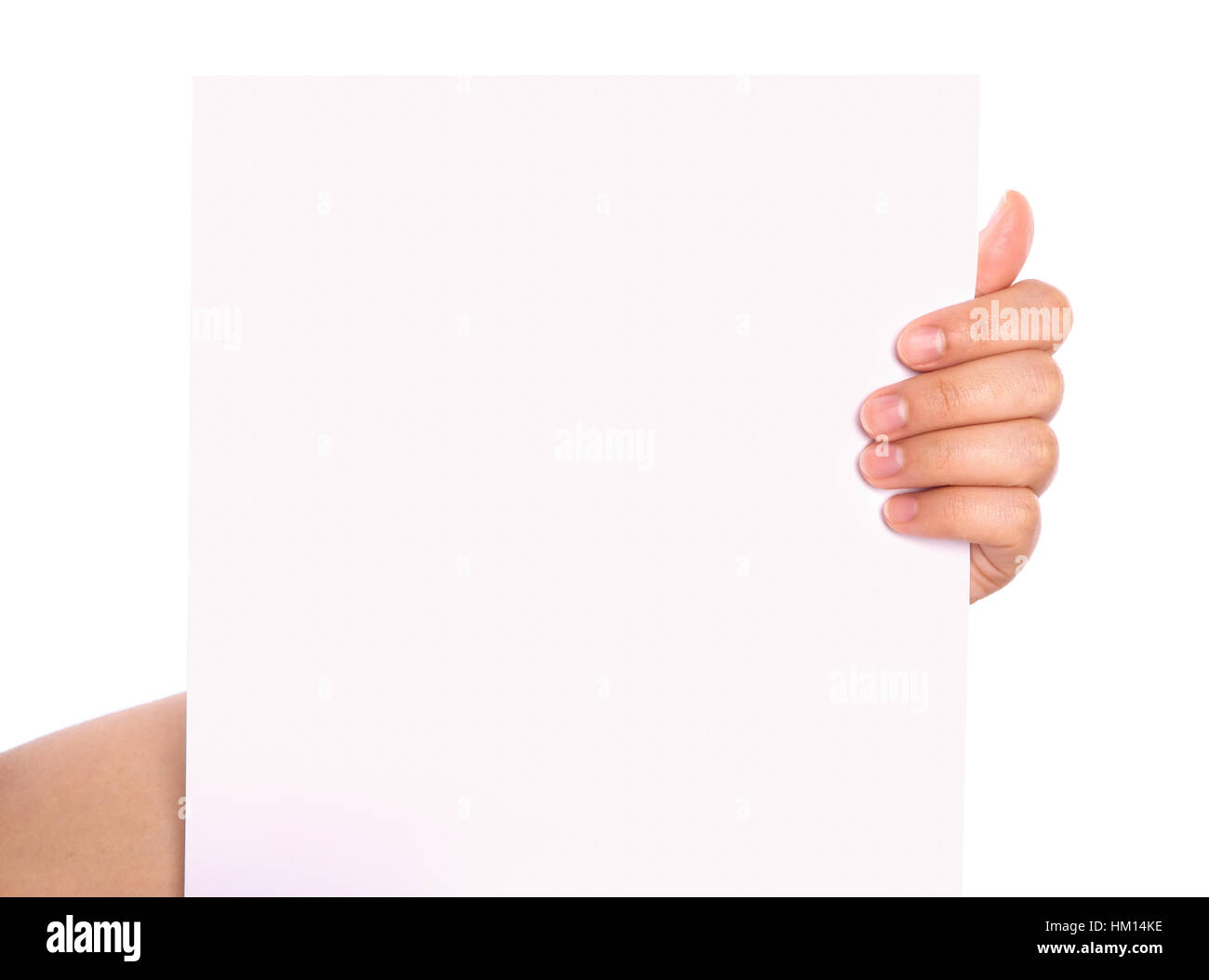 Hand and paper isolated on white background Stock Photo - Alamy