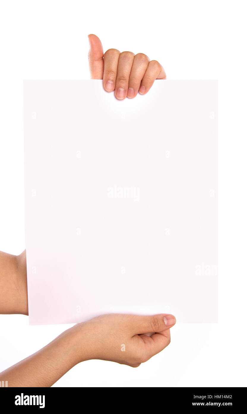 Hand and paper isolated on white background Stock Photo - Alamy