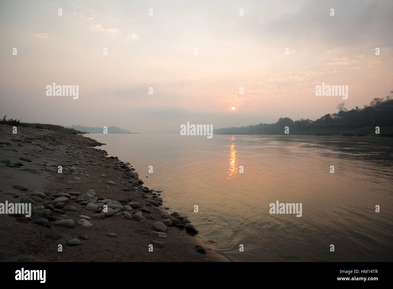 Morning lake landscape with sunrise Stock Photo - Alamy