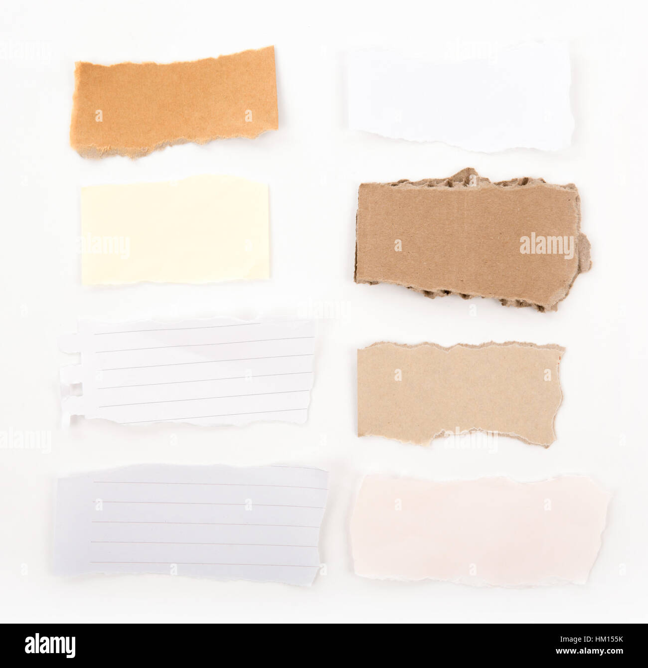 Collection of old note paper paper on white background Stock Photo - Alamy