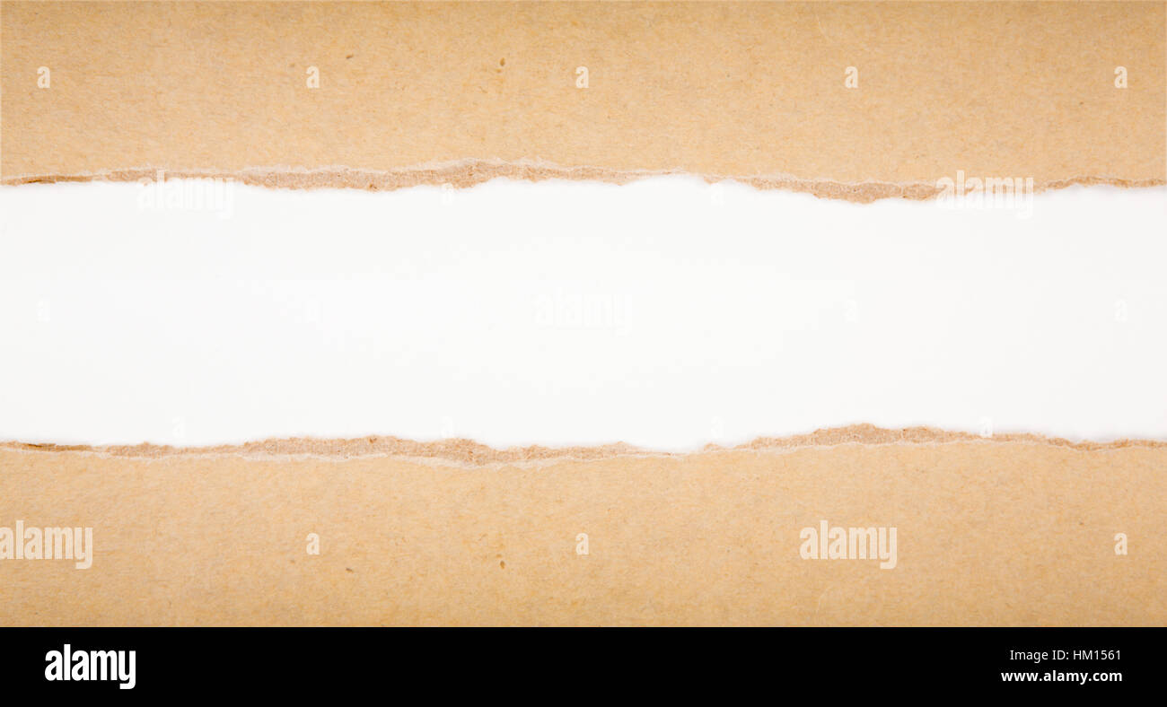 ripped in brown paper on white background Stock Photo - Alamy