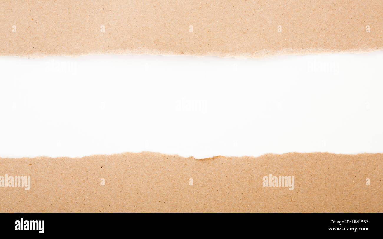 ripped in brown paper on white background Stock Photo - Alamy