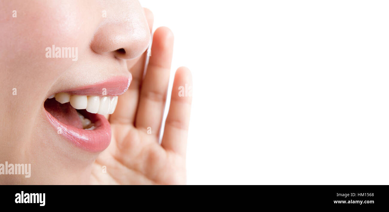 Woman shouting / screaming isolated on white background Stock Photo - Alamy