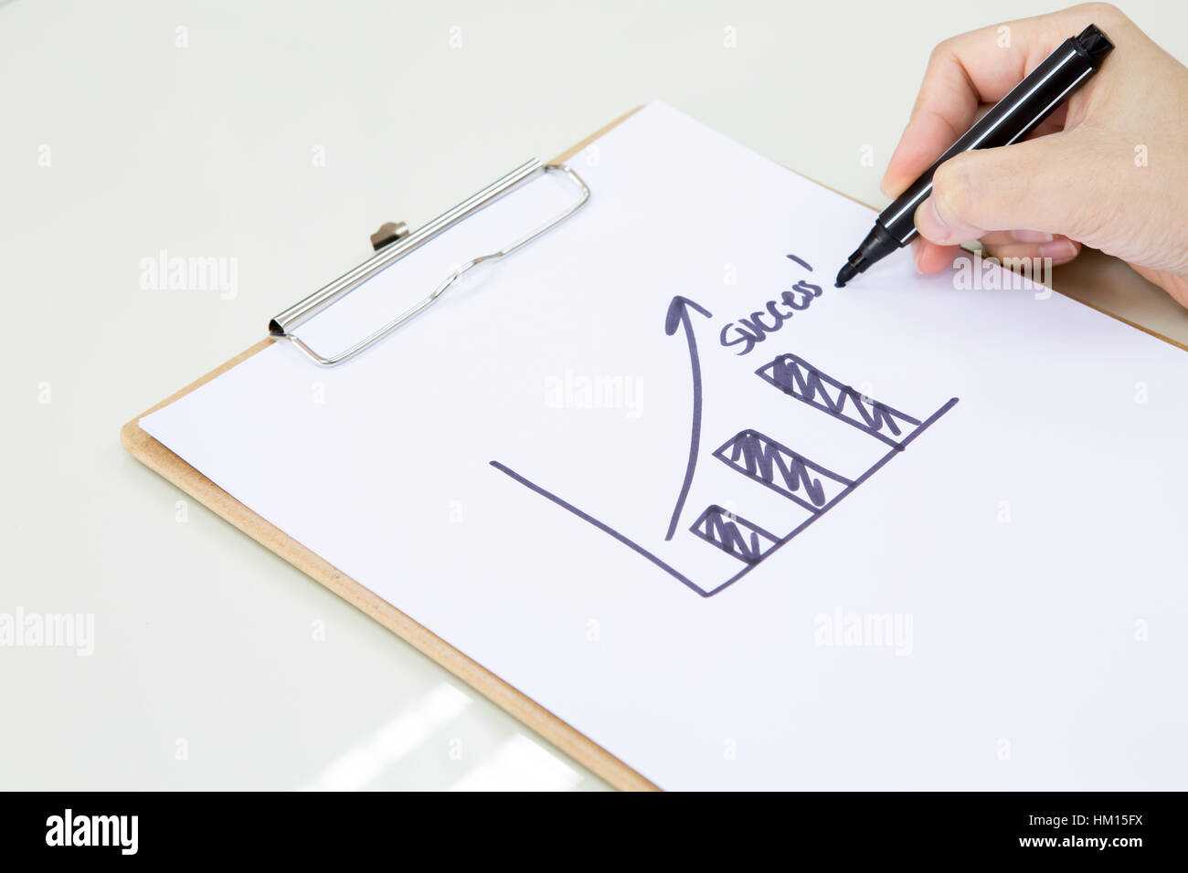 Hand drawing success graph Stock Photo - Alamy