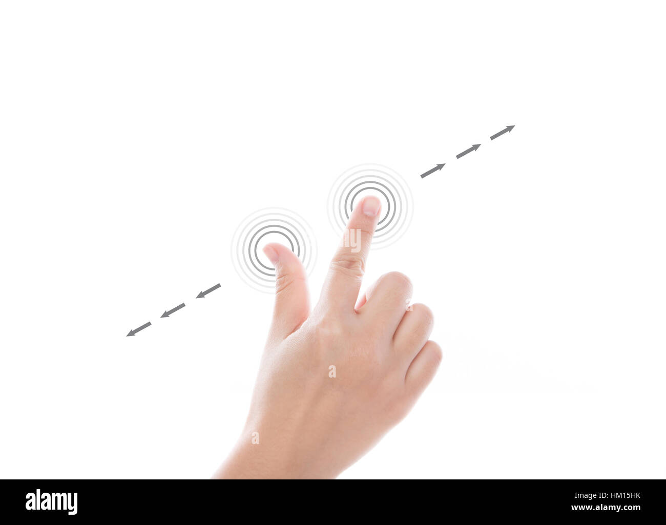 Women hand use multi-touch gestures for tablets or touch screen device ...