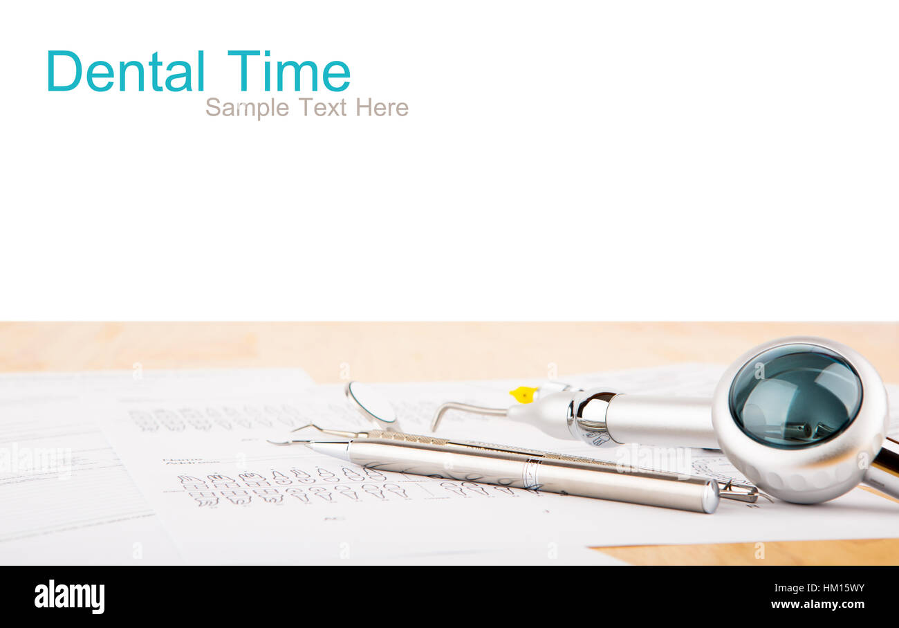 Dental tools and equipment on dental chart Stock Photo - Alamy