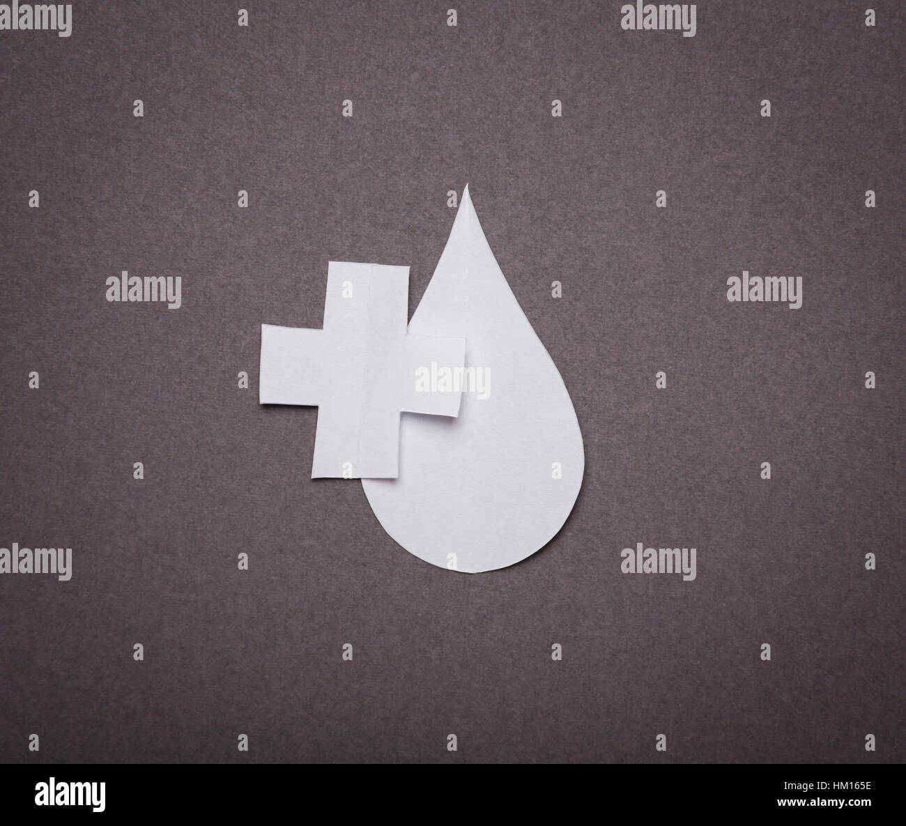 Medical background, Paper cut of blood drop and medical symbol with ...