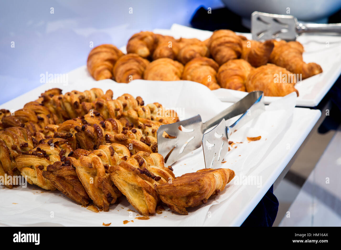 Assortment of fresh pastry on table in buffet Stock Photo - Alamy