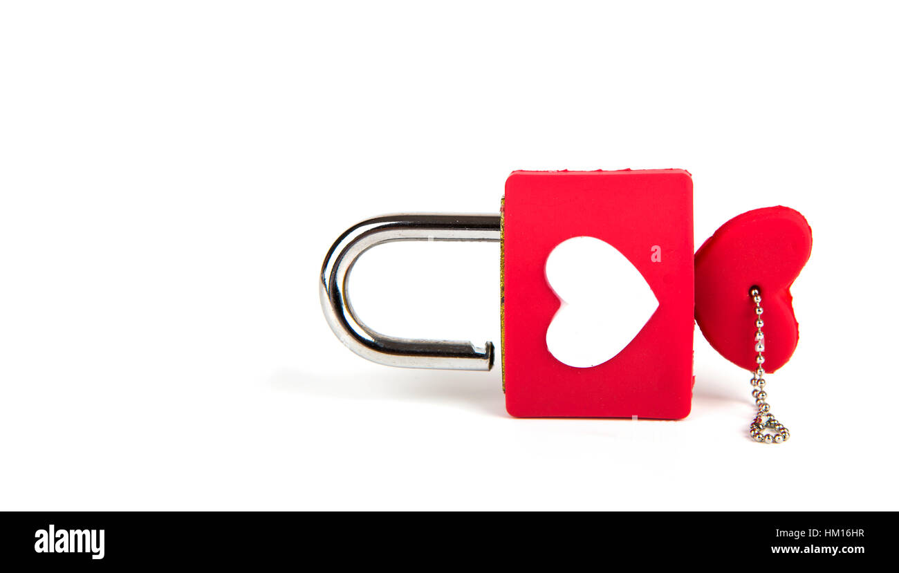Heart padlock and key on a white background Stock Photo - Alamy